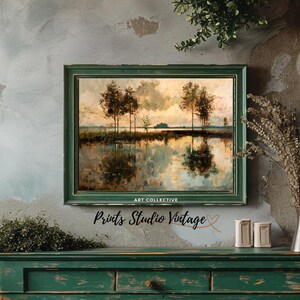 Lake Artwork Landscape Painting - Trees Wall Art Countryside Print ...