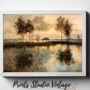 Lake Artwork Landscape Painting - Trees Wall Art Countryside Print ...