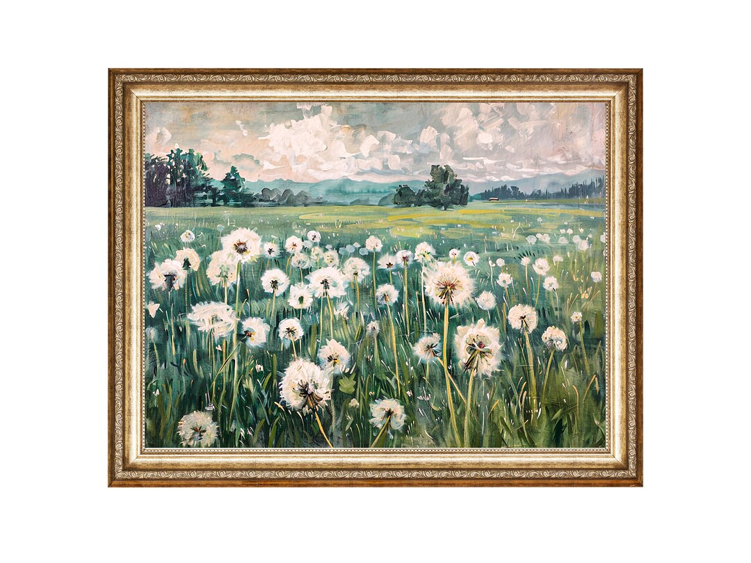 Dandelion Field Painting Cottage Art Print, Dandelion ART PRINT Vintage ...