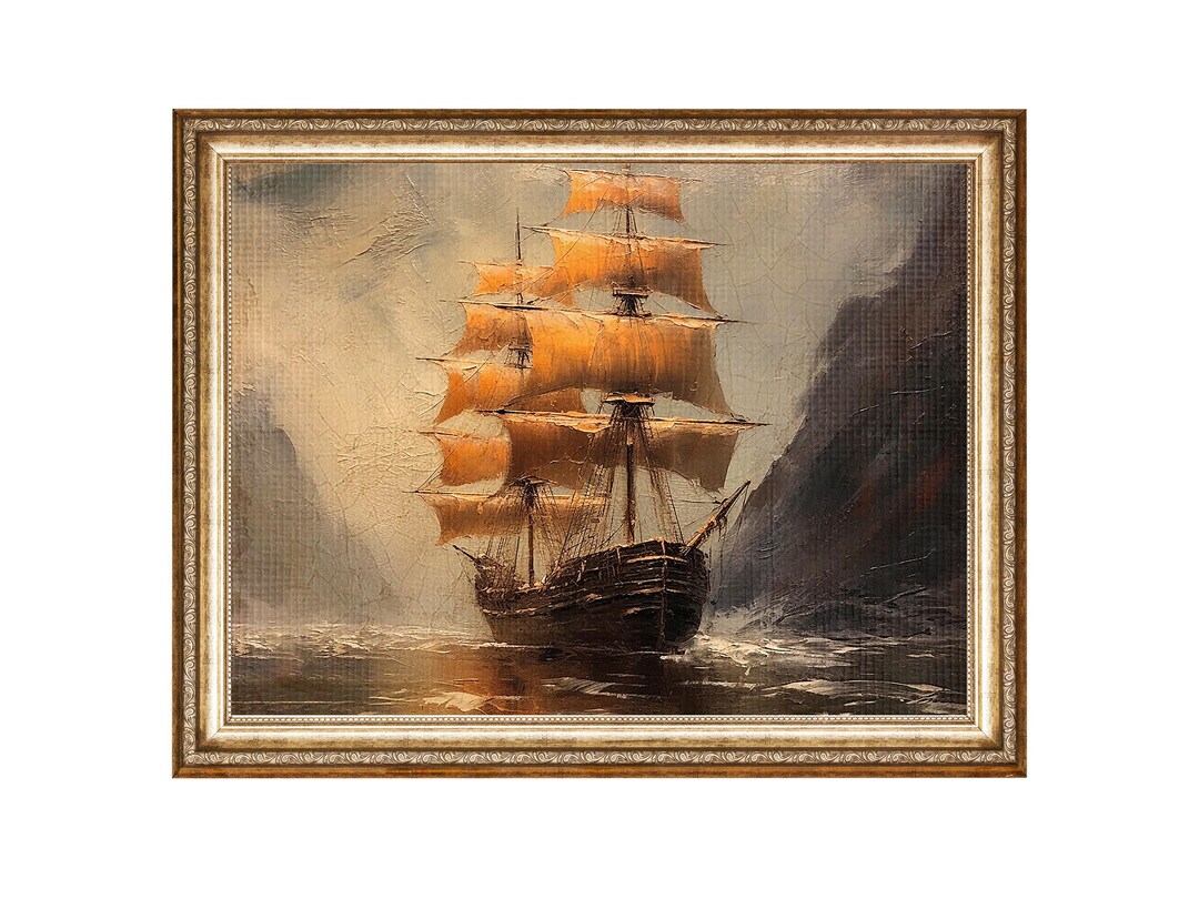 Nautical Sailing Ship Decor Sailing Ship in A Storm Painting Wall Art ...