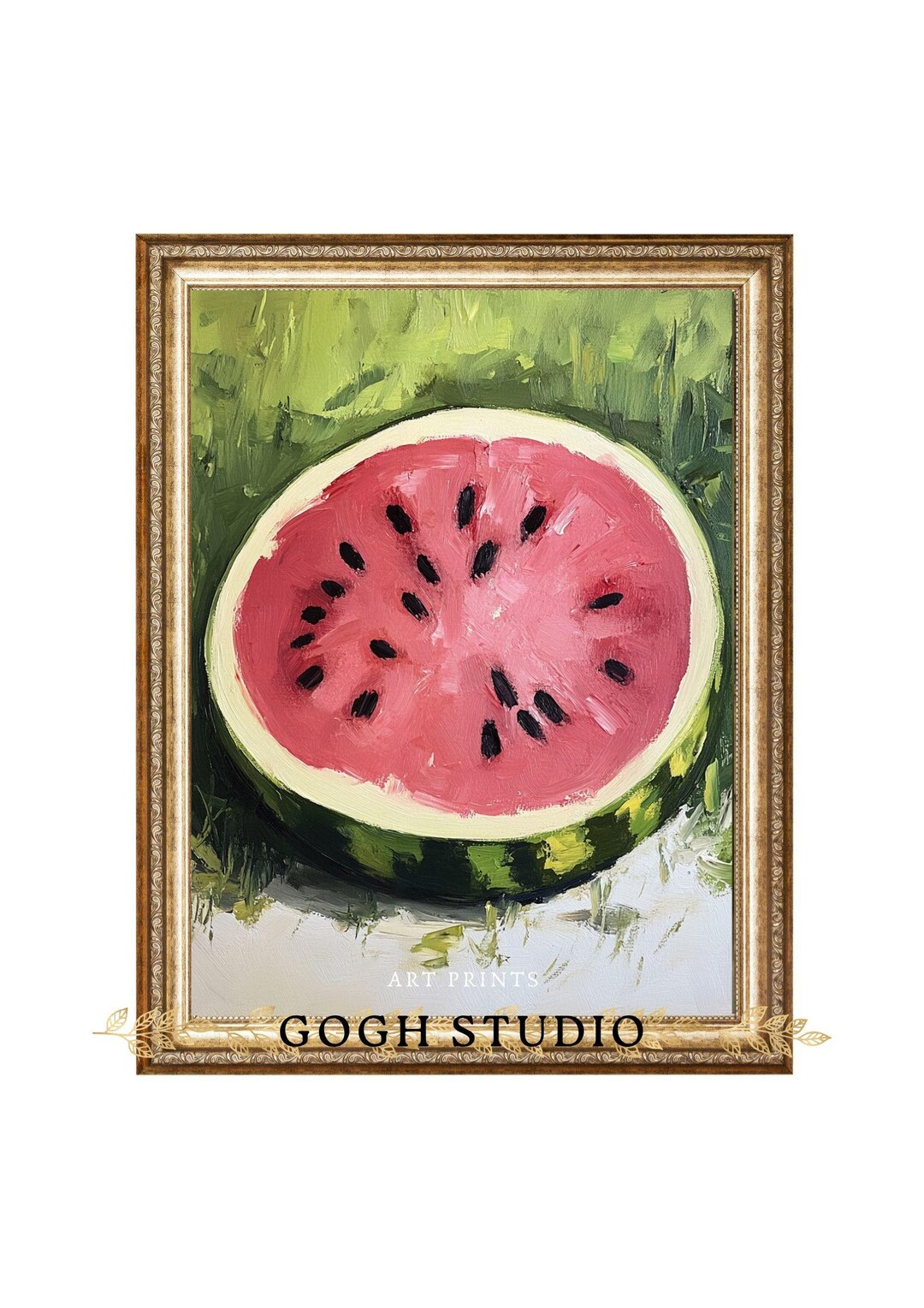 Vintage Watermelon Slice Oil Painting Print, Kitchen Wall Art (digital ...