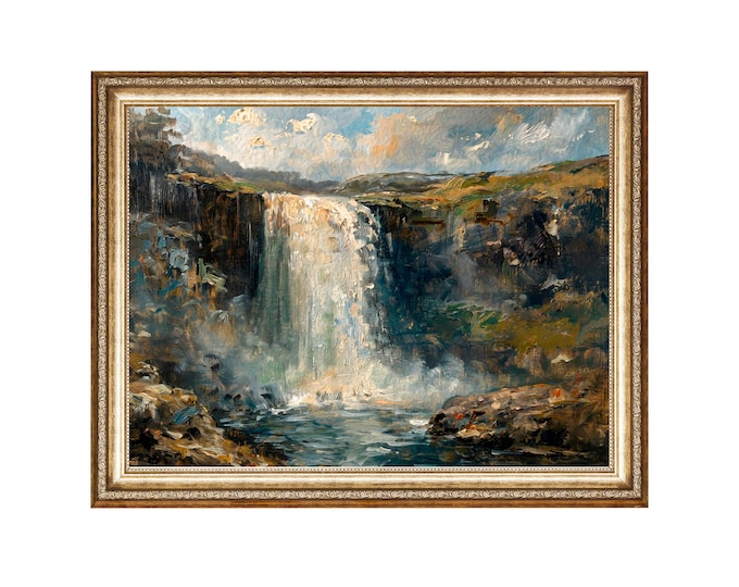 Vintage Waterfall by Moonlight - Etsy