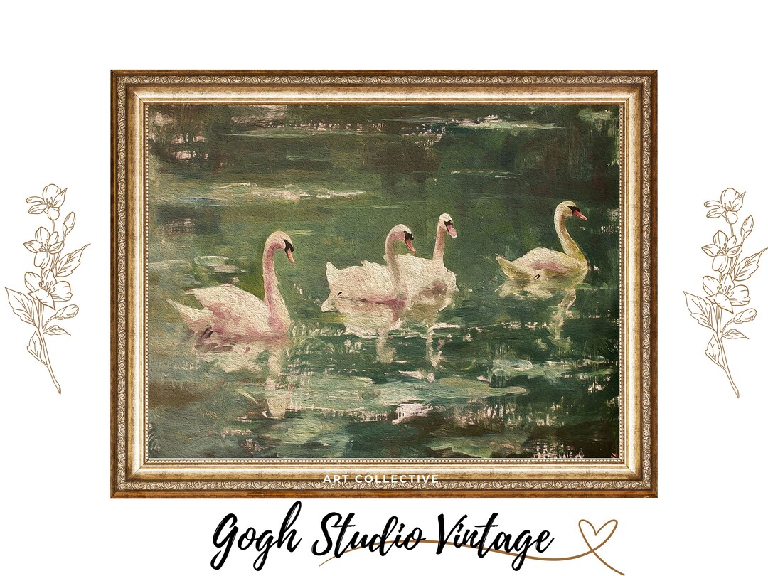 Swan Print Swan Lake Painting Nature Wall Art PRINTABLE Download ...