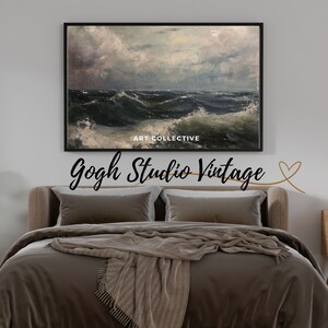 Ocean Storm Print Nautical Wall Art, Vintage Cloud Print Painting Waves ...
