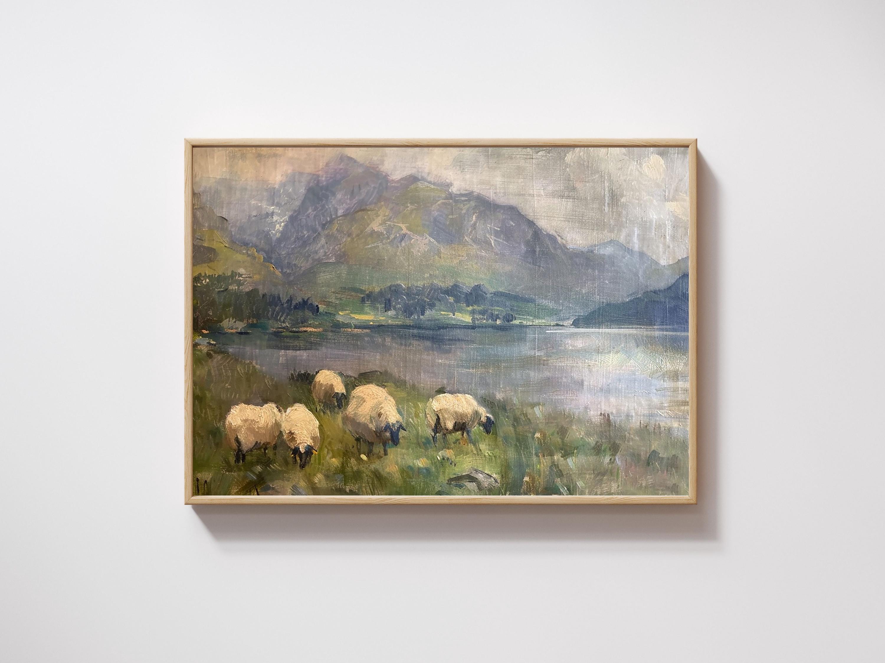 Vintage Sheep Landscape Art Print, Pastoral Scene (digital Download) - Etsy