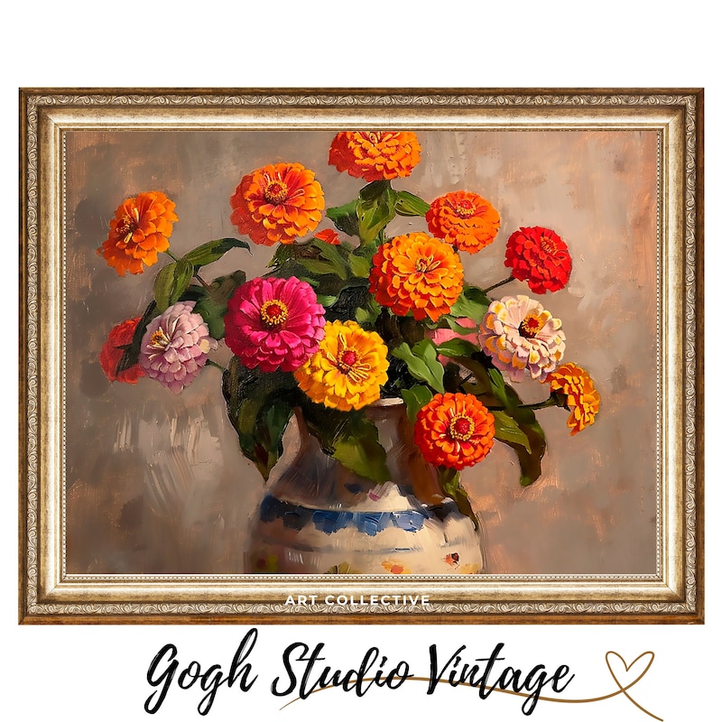 Zinnia Painting - Etsy