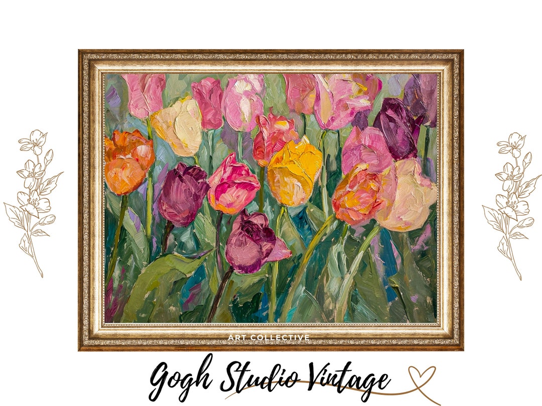 PRINTABLE Colorful Tulip Art Print Textured Art Abstract Flower ...