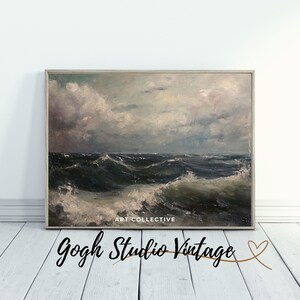 Ocean Storm Print Nautical Wall Art, Vintage Cloud Print Painting Waves ...