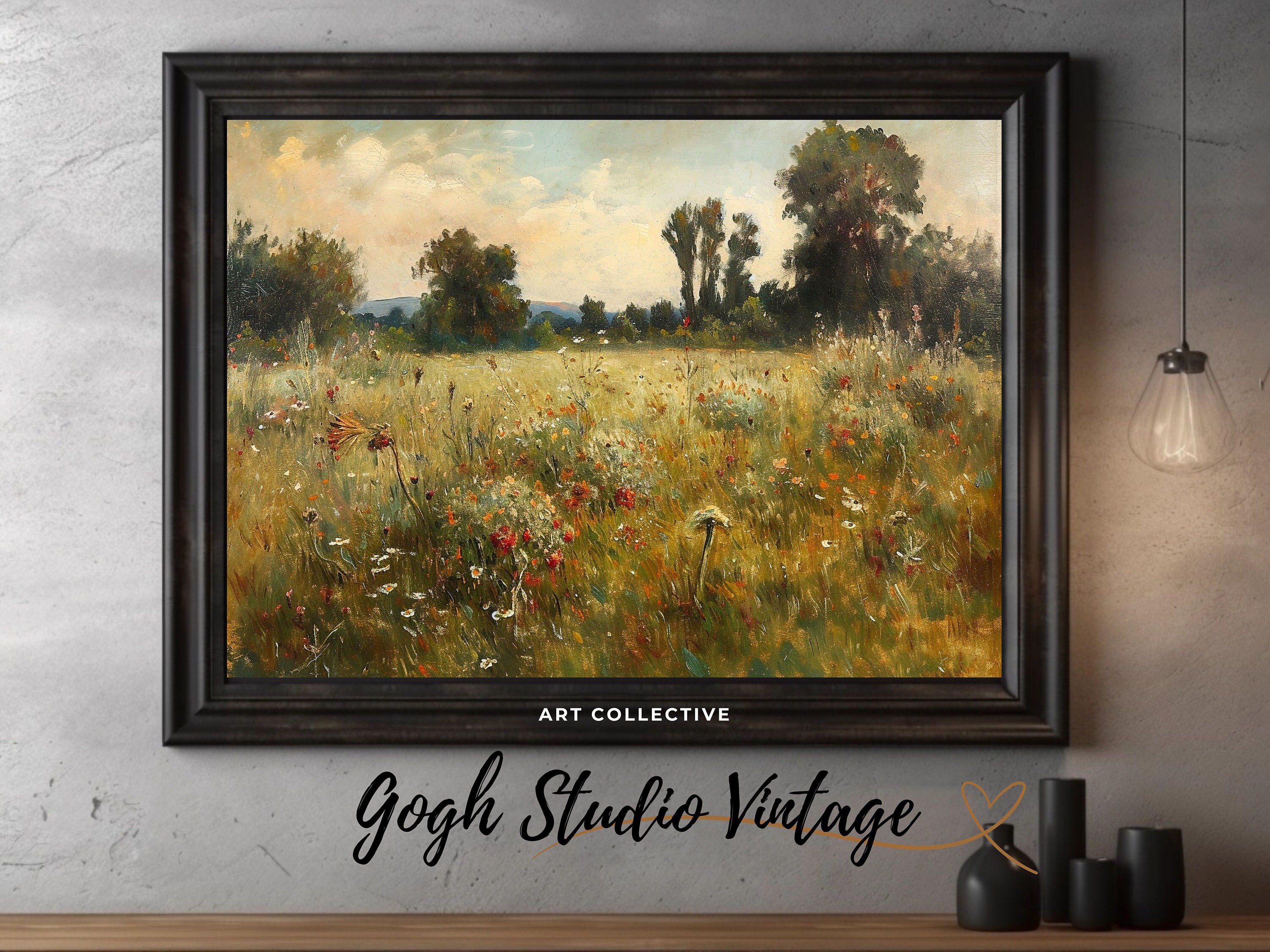 Wildflower Field Art, Flower Field Print, Meadow of Flowers, Antique ...