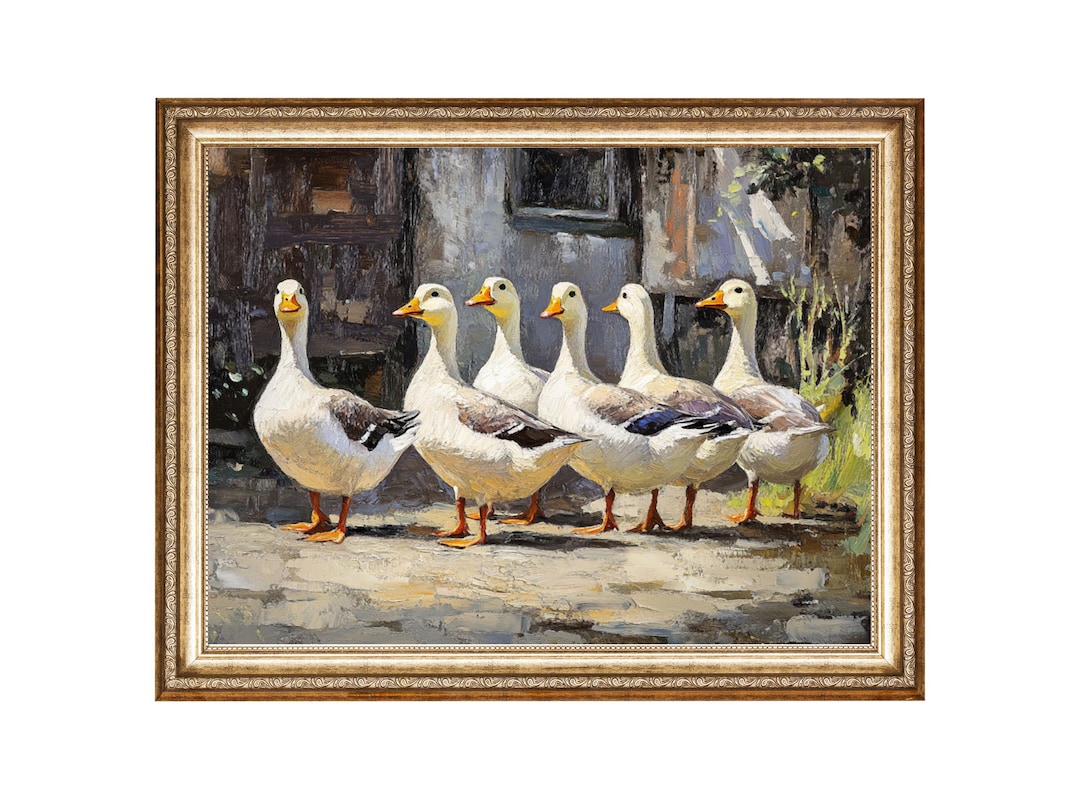 Geese Painting Rustic Farmhouse Country Animal Wall Art Oil Painting ...