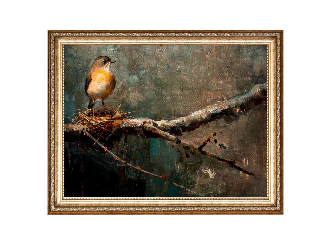 Small Bird Art Nature Wall ART PRINT Vintage Oil Painting, Aesthetic ...