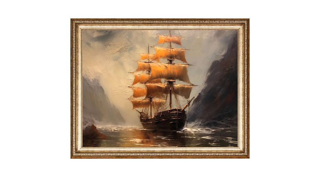 Sailing Ship Painting, Impressionism Art, Nautical Decor, Seascape ...