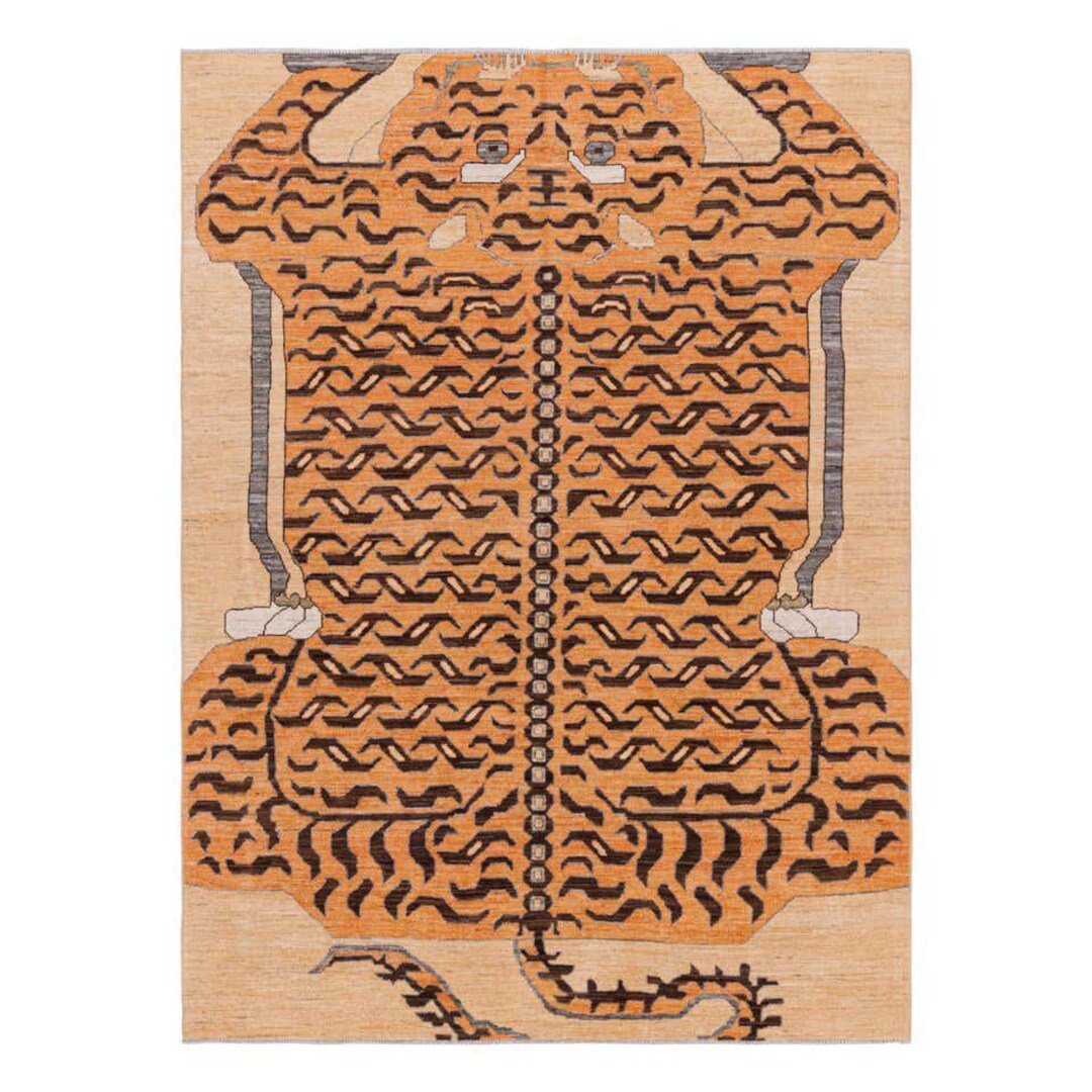 Handknotted Traditional Antique Tibetan Tiger Skin Design Woolen Rugs ...