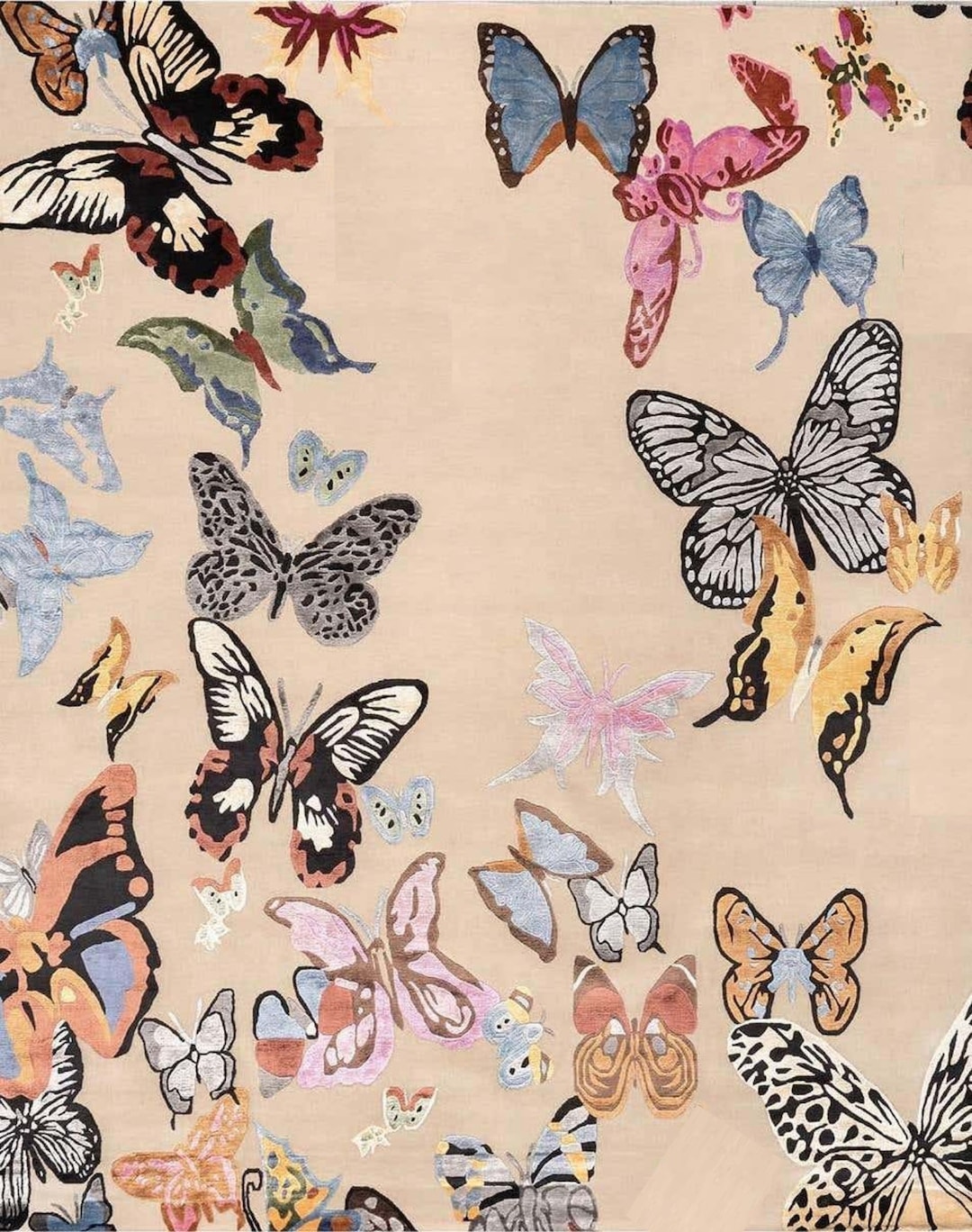 Handknotted Contemporary Design Madame Butterfly 2C Woolen Rugs| New ...