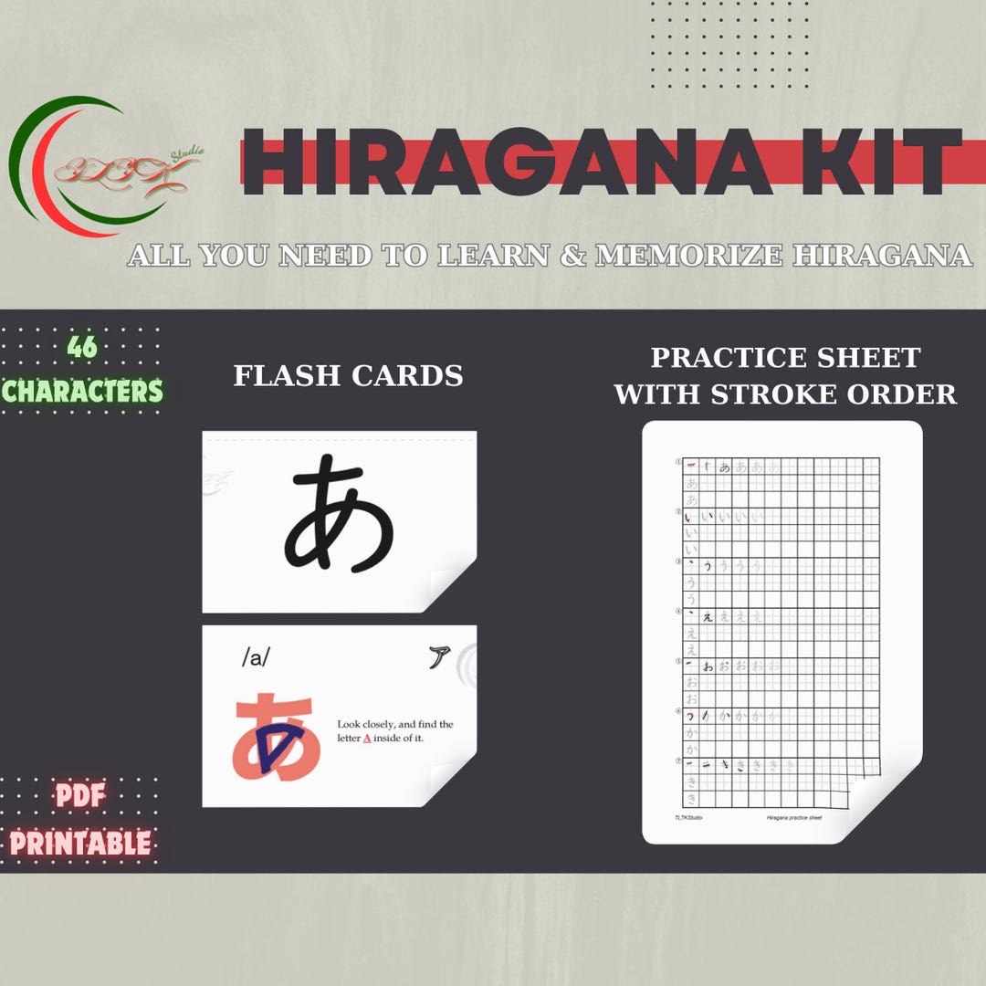 HIRAGANA KIT flashcards, Practice Sheets _ All You Need to Learn ...