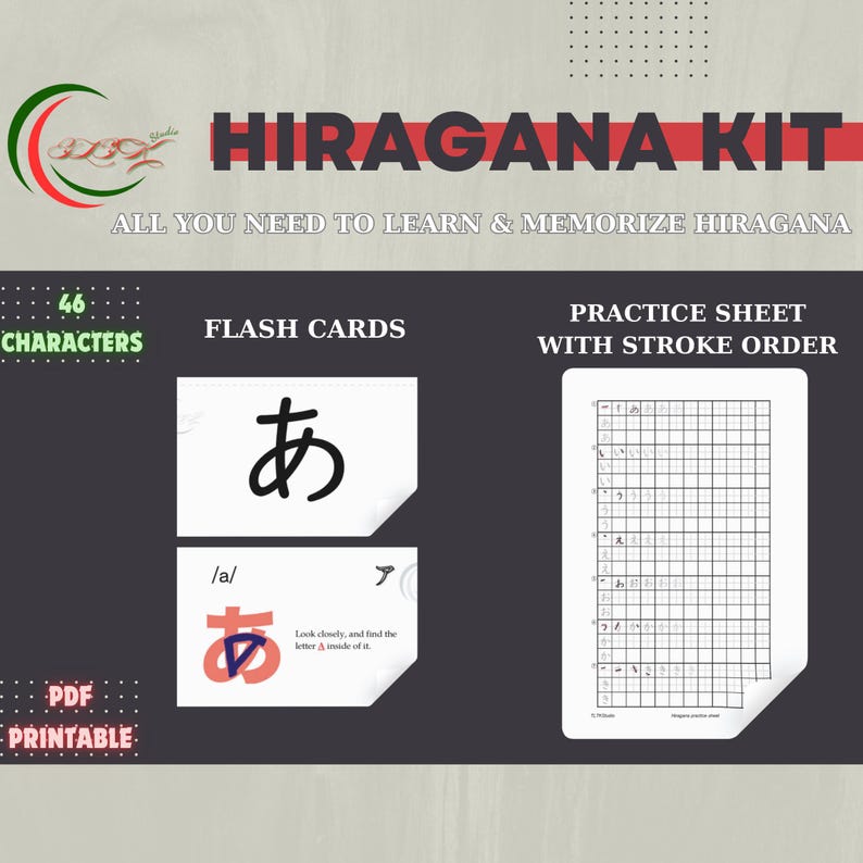 HIRAGANA KIT flashcards, Practice Sheets _ All You Need to Learn ...