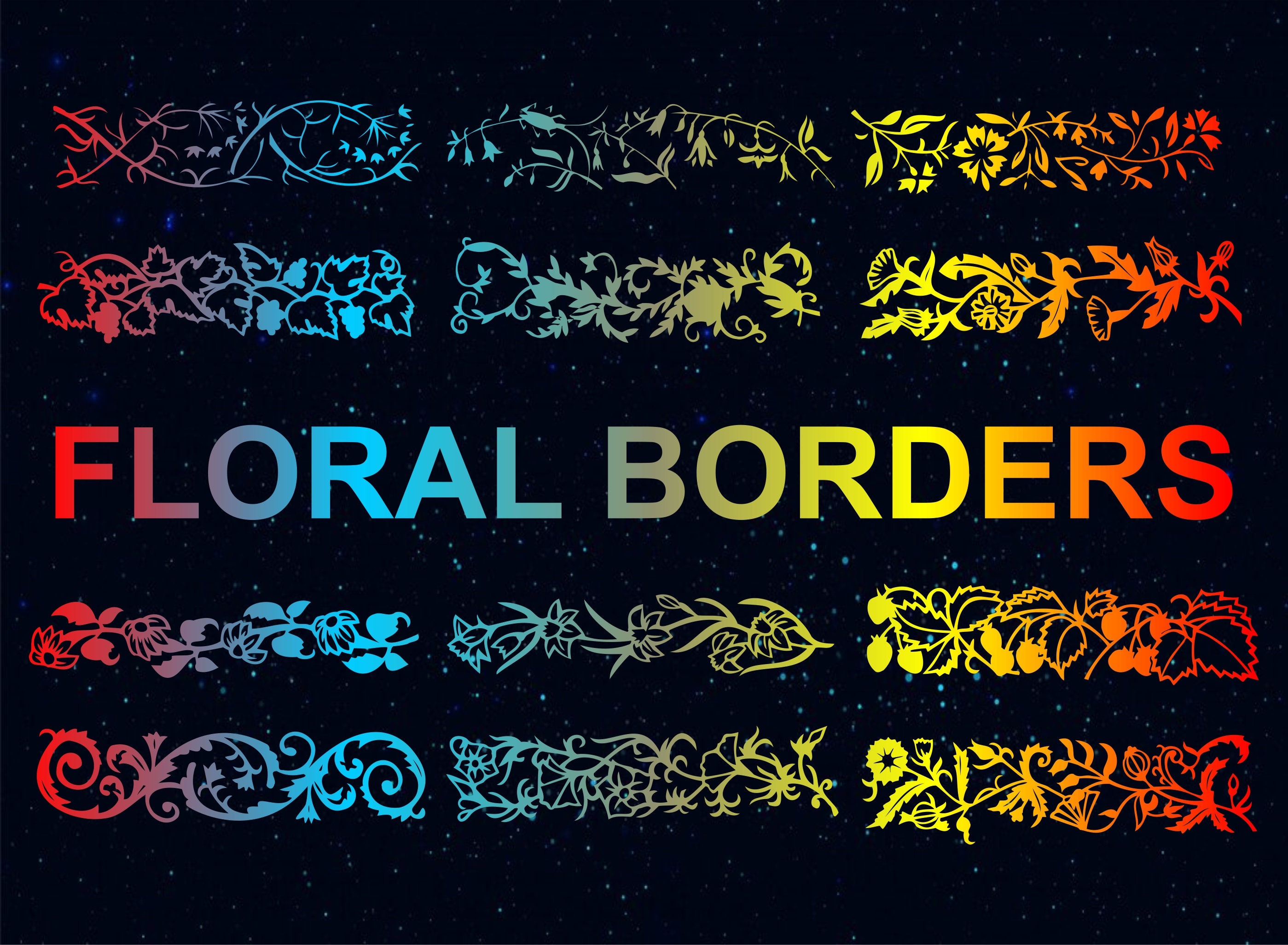 Floral Borders Vector Files | Flower Borders Files | Floral Vector ...