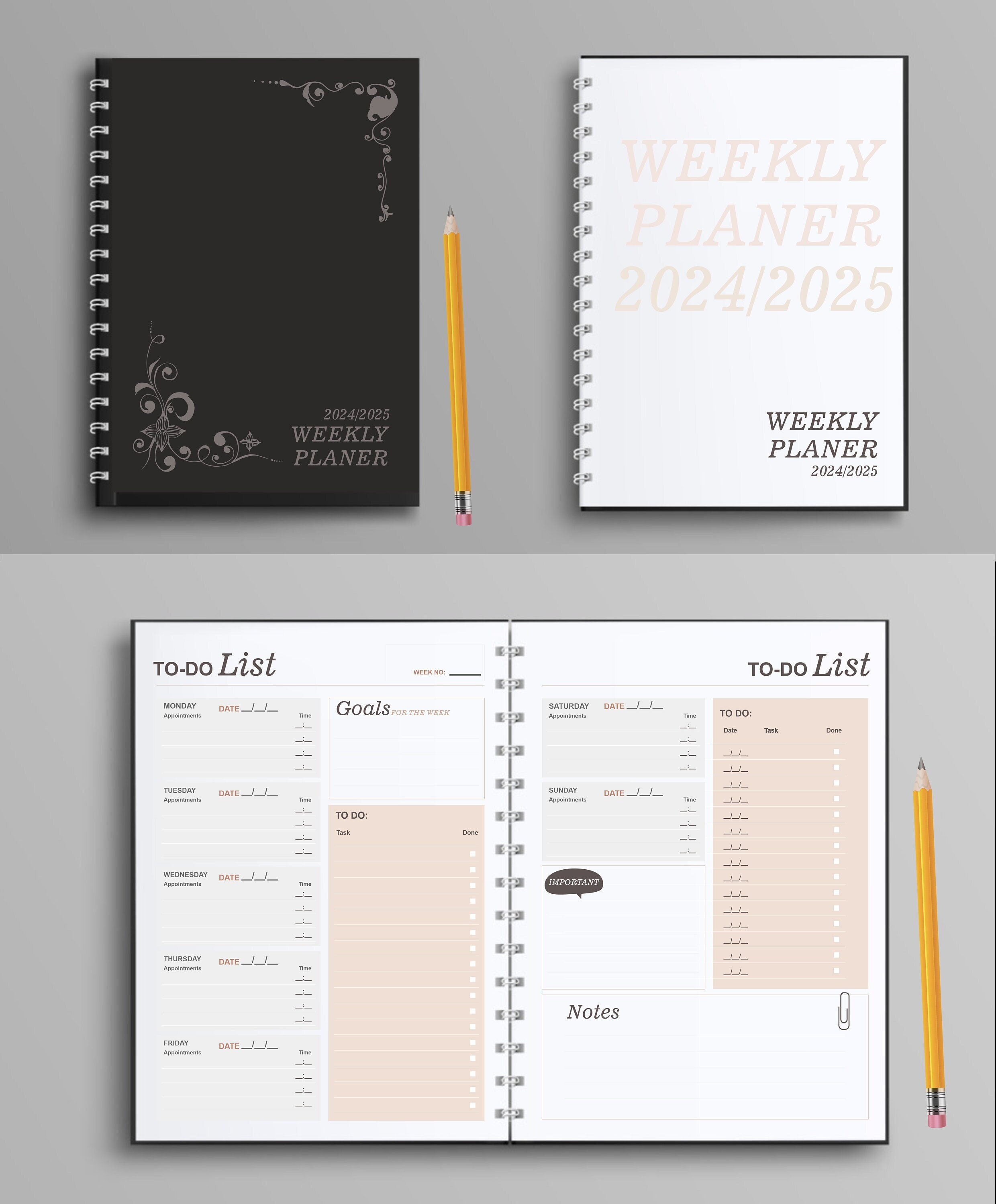 Weekly Planner 2024/2025 A5 Printable Vector PDF & CDR to Do List ...