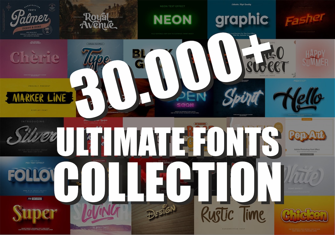 30.000+ Biggest Ultimate Fonts Collection - Bundle - TTF and OTF Files ...