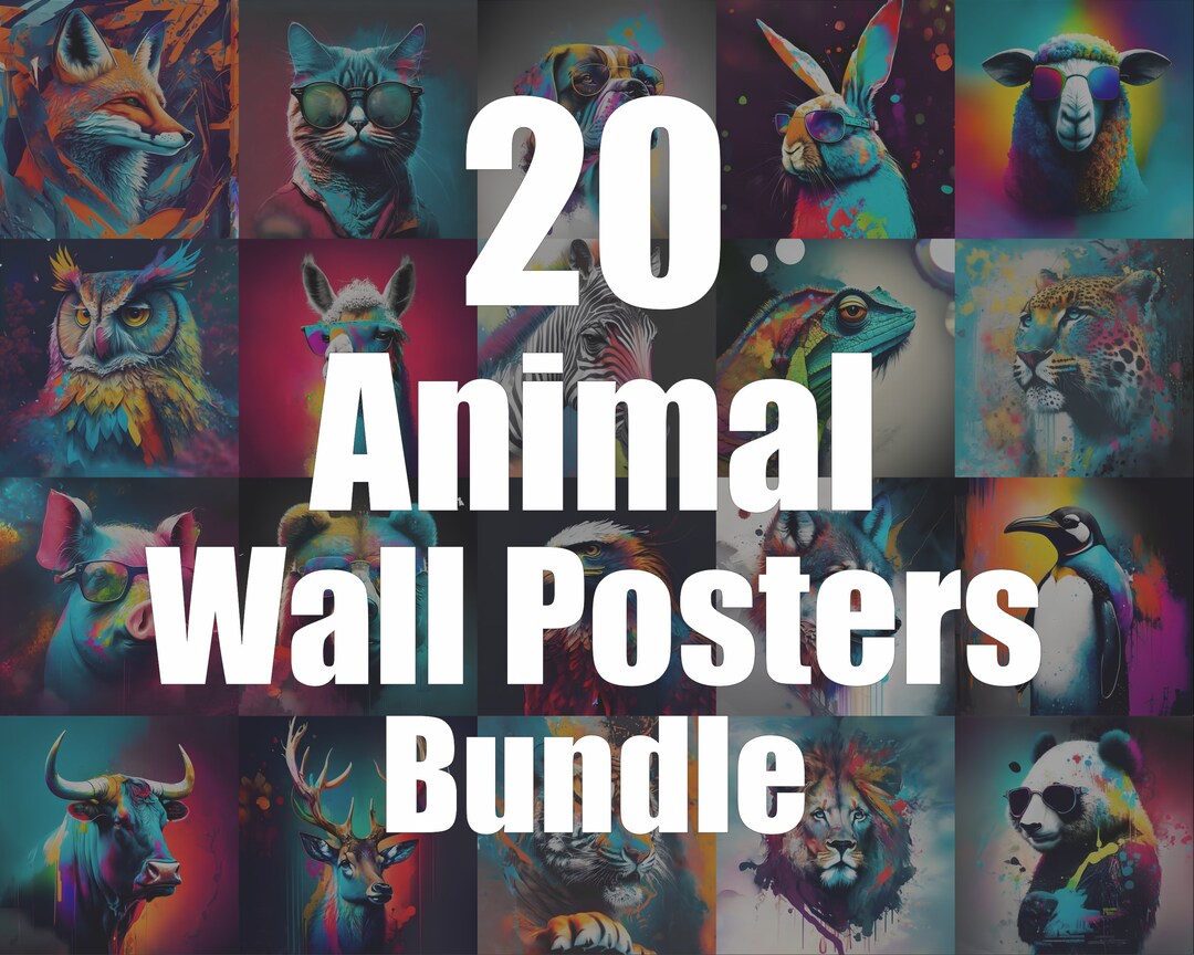 20 Funny Animal Posters: Modern Urban Art Prints (digital Download) - Etsy