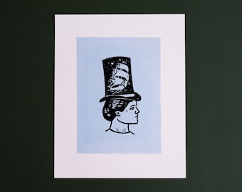 Prismáticos | Linograbado | Pieza Original | Edición Limitada | Mujer ...