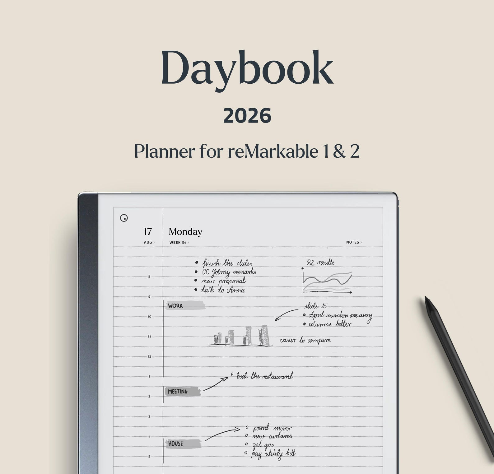 Remarkable 2 Templates - Daybook Planner. Daily Planner & Digital ...