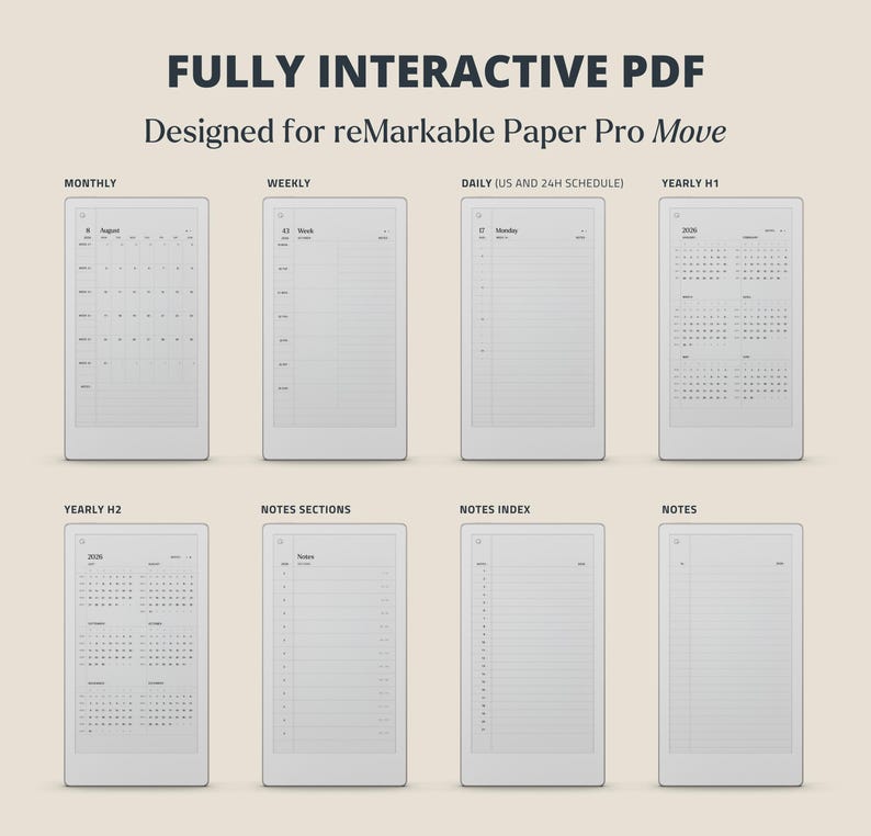 Daybook Move 2026 Template Daily Planner Digital Journal for Remarkable ...