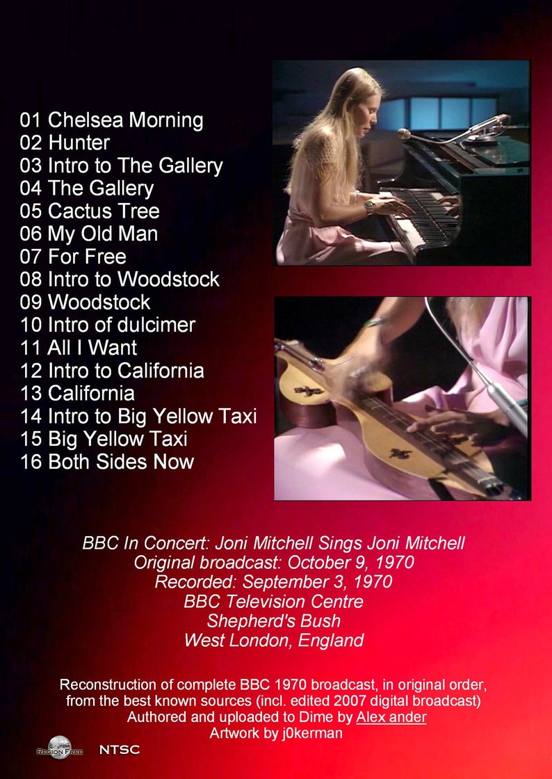 Joni Mitchell BBC in Concert 1970 the Final Cut DVD - Etsy