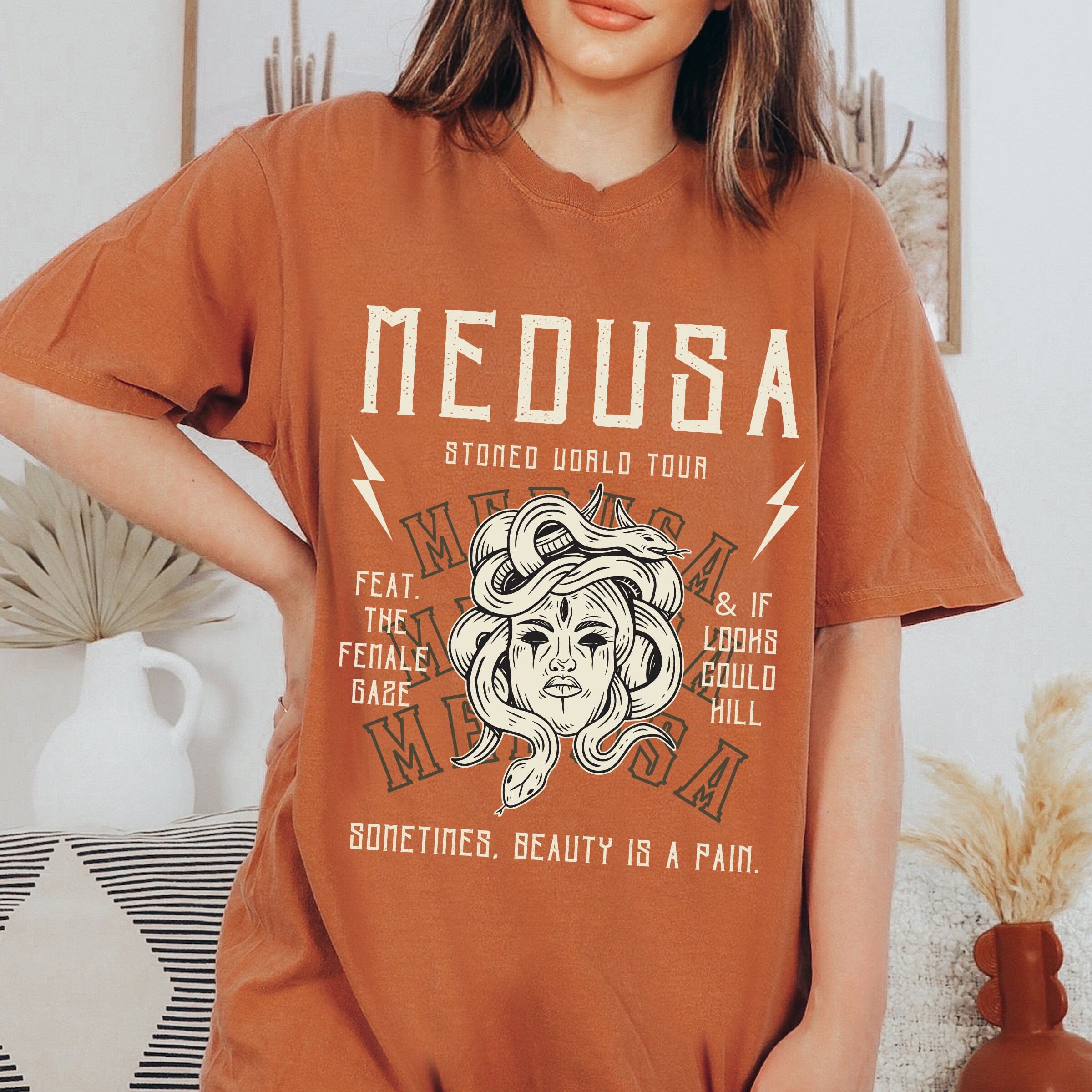 Medusa Shirt Vintage Band Tee Shirt Greek Apparel Light Academia Snake ...