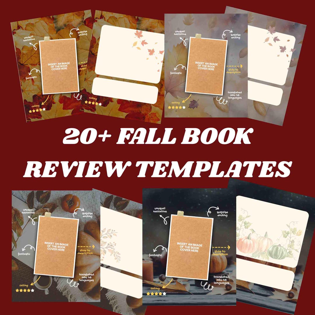 20+ Fall Book Review Templates Carousel for Bookstagram Bookish Merch ...