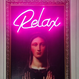 Neon 'relax' Sign With Classic Artwork Tranquil Aesthetic LED Decor - Etsy