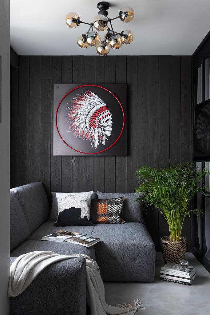 Indigenous Chief Skull Neon Sign, Black Backdrop Tribal Light, Ethnical ...