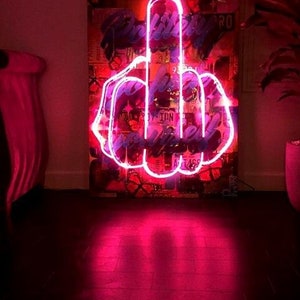 Rebellious Middle Finger Neon Sign - Bold Statement LED Light for ...