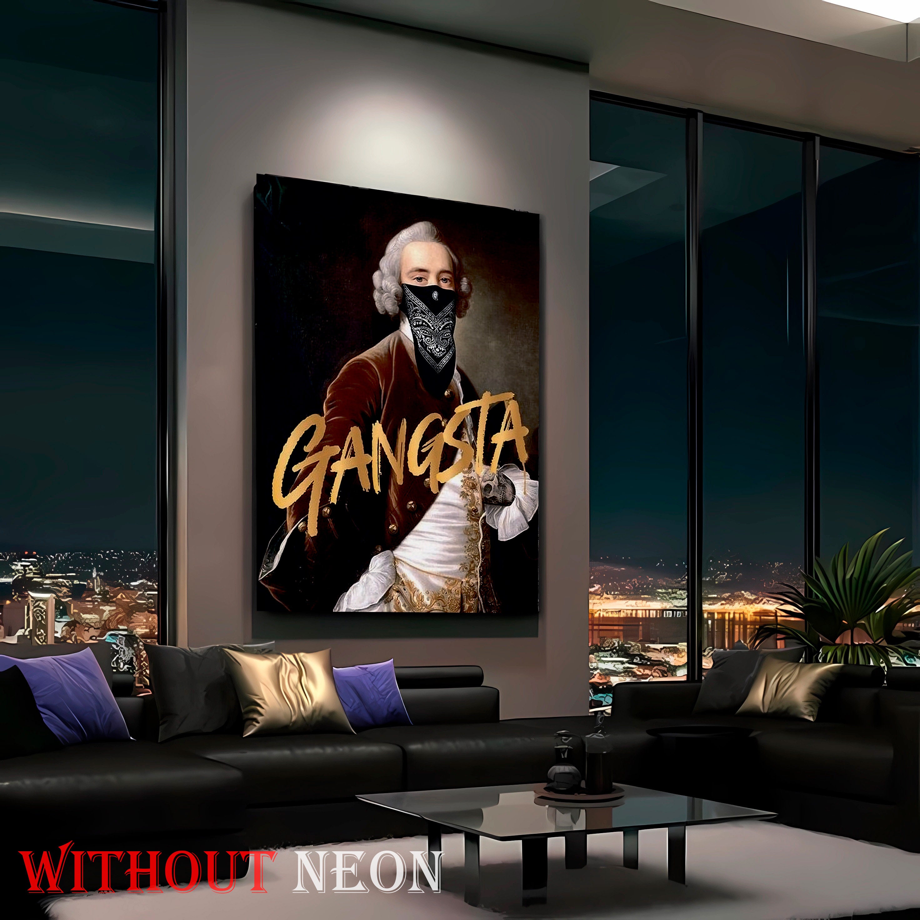 Neon Painting, Neon Gangsta, Neon Atmosphere, Wall Decor, Original Gift ...