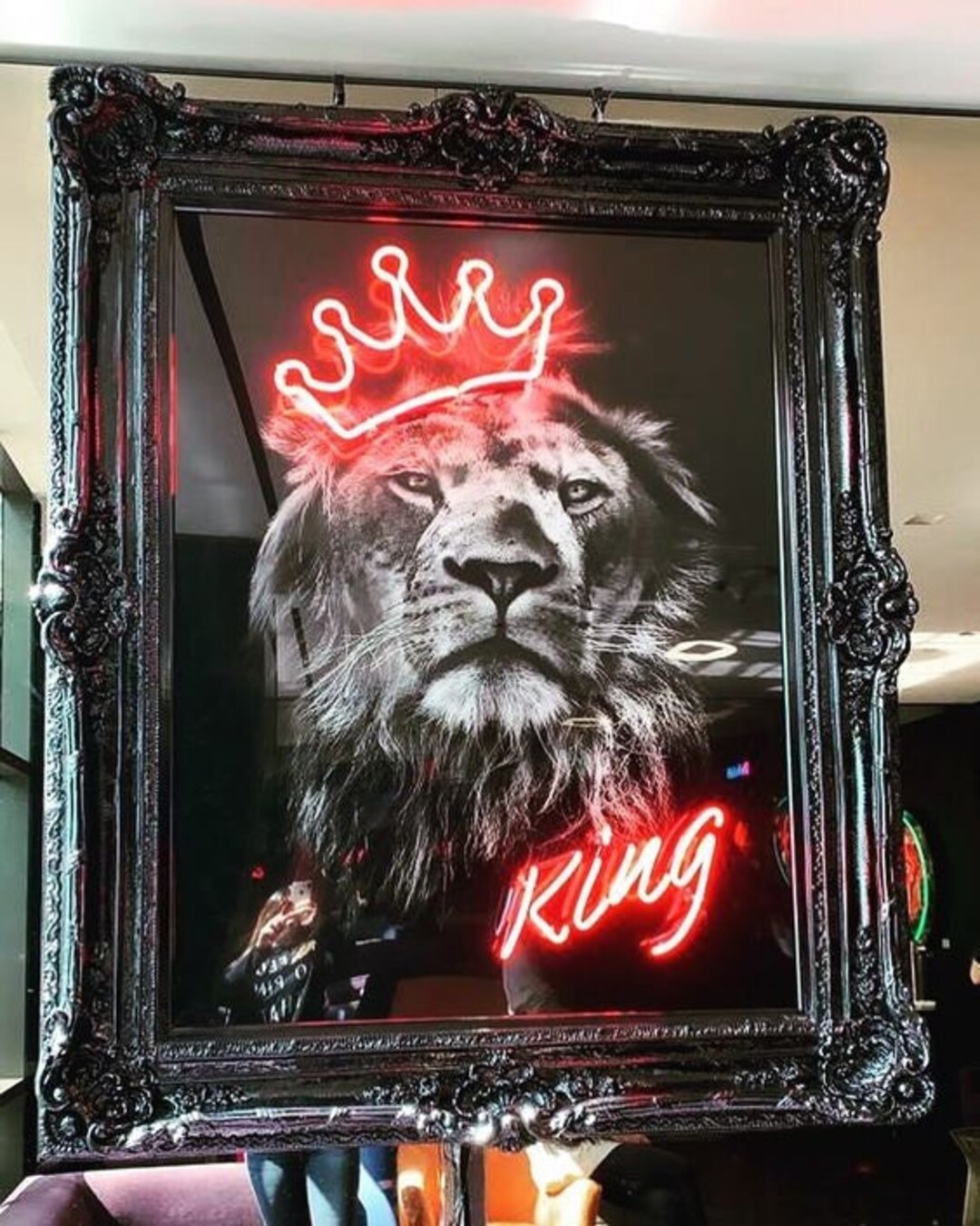 Neon Lion King of Jungle Sign – LED Wall Art With Crown, Custom Lion ...