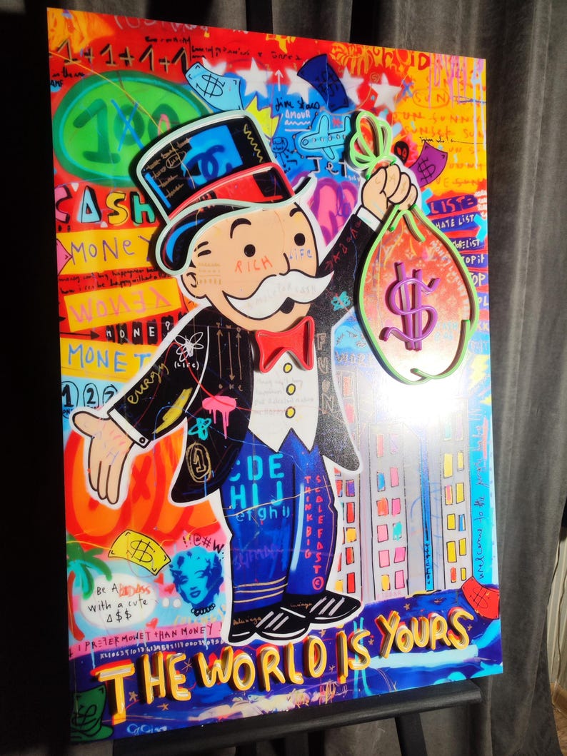 Monopoly Man Neon Art: Rich Life Graffiti Decor - Etsy