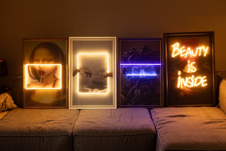 Custom Neon Pop Art Portrait: LED Wall Decor - Etsy