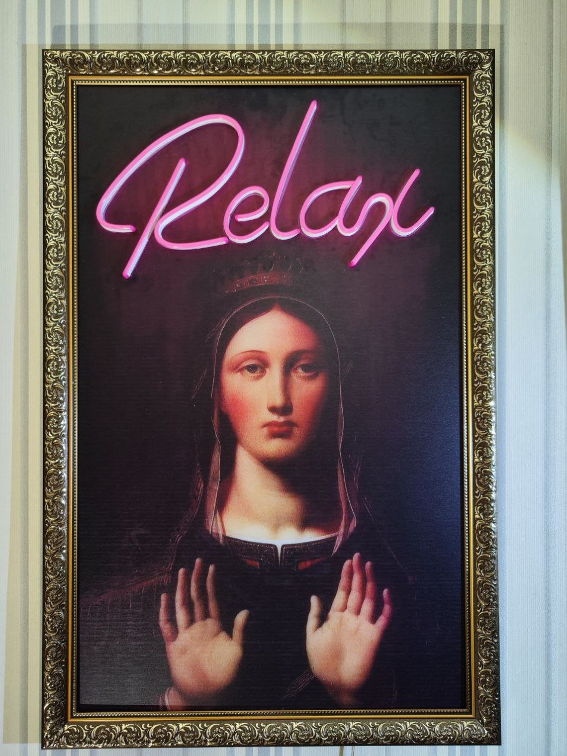 Neon 'relax' Sign With Classic Artwork Tranquil Aesthetic LED Decor - Etsy
