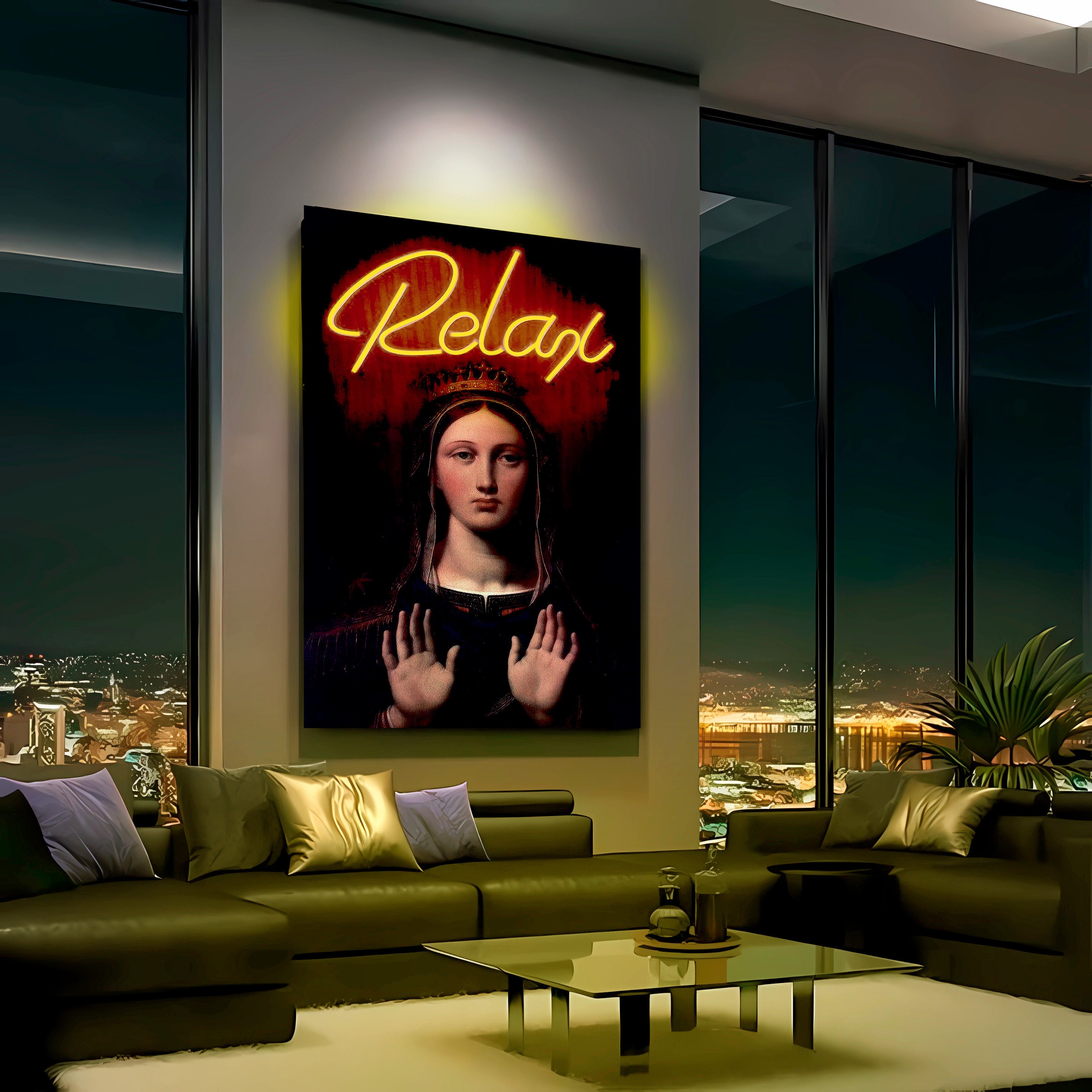 Neon 'relax' Art Print: Modern Pop Art Wall Decor - Etsy