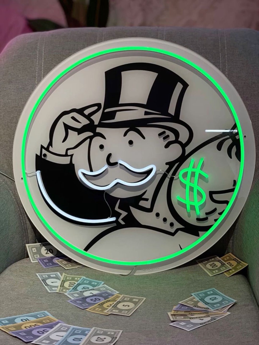 Monopoly Neon Sign, Retro Game Decor, Money Neon Light, Game Room Neon ...