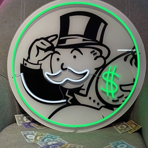 Monopoly Neon Sign, Retro Game Decor, Money Neon Light, Game Room Neon ...