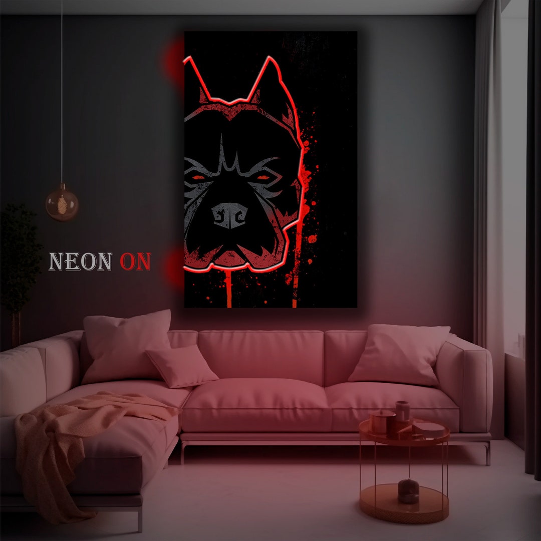 Neon Painting,neon Dog, Picture of a Dog, Wall Decor, Original Gift ...