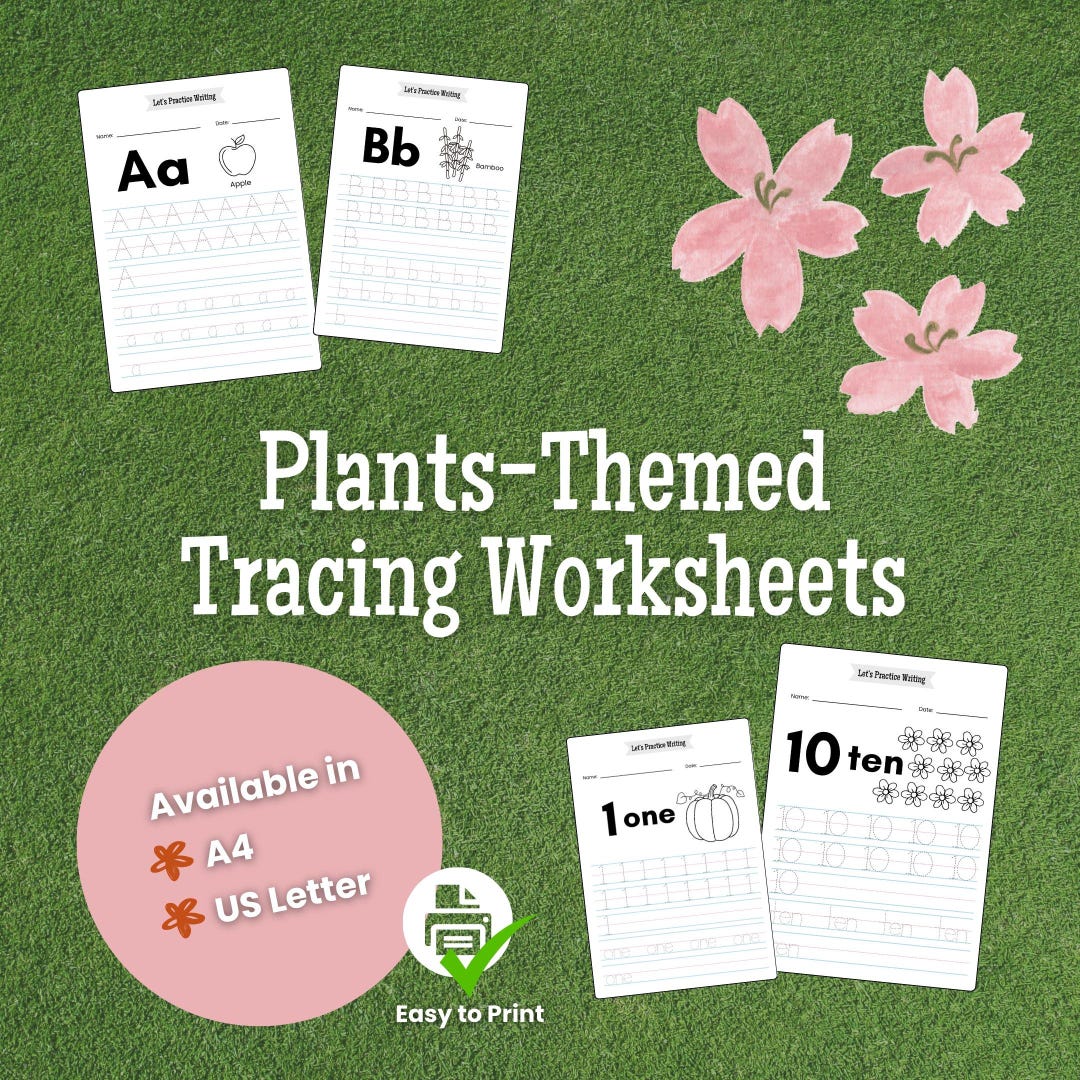 Flowers and Plants Tracing of ABC & 123 | Preschool Printable ...
