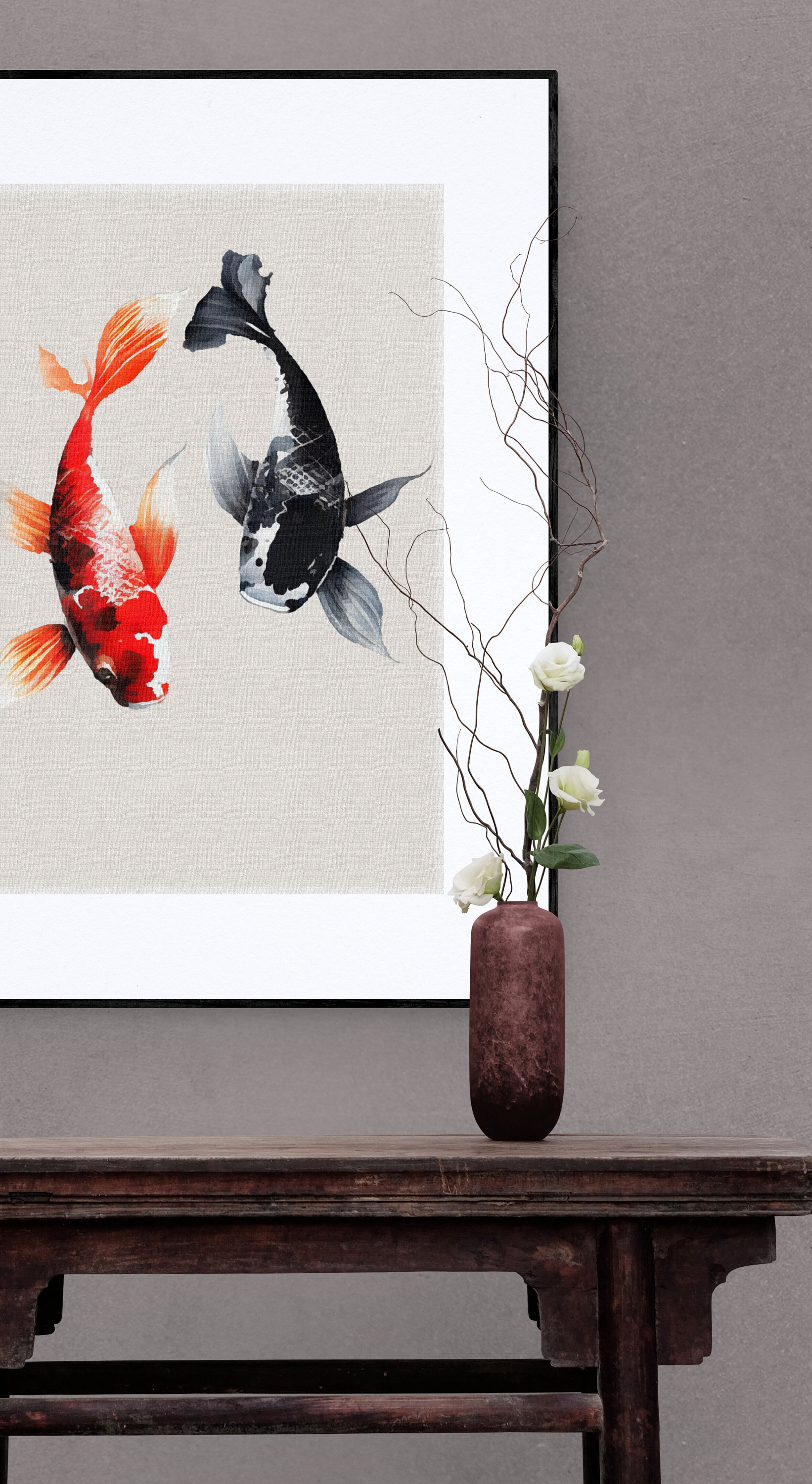 Koi Fish Watercolor Digital Prints Asian Art Print Over the Bed Print ...