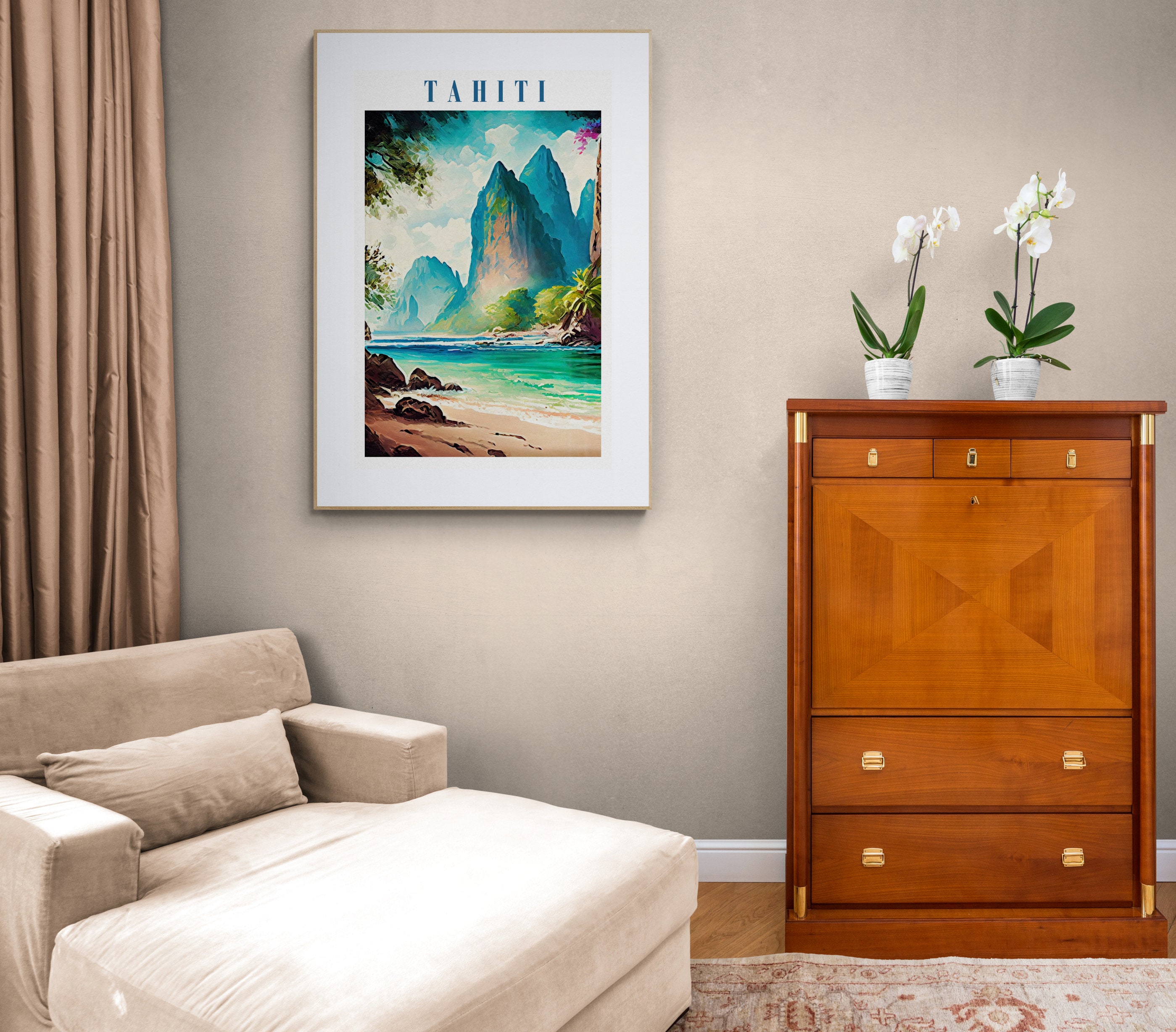 Digital Download Tahiti Poster Art Print Tropical Wall Decor Travel ...