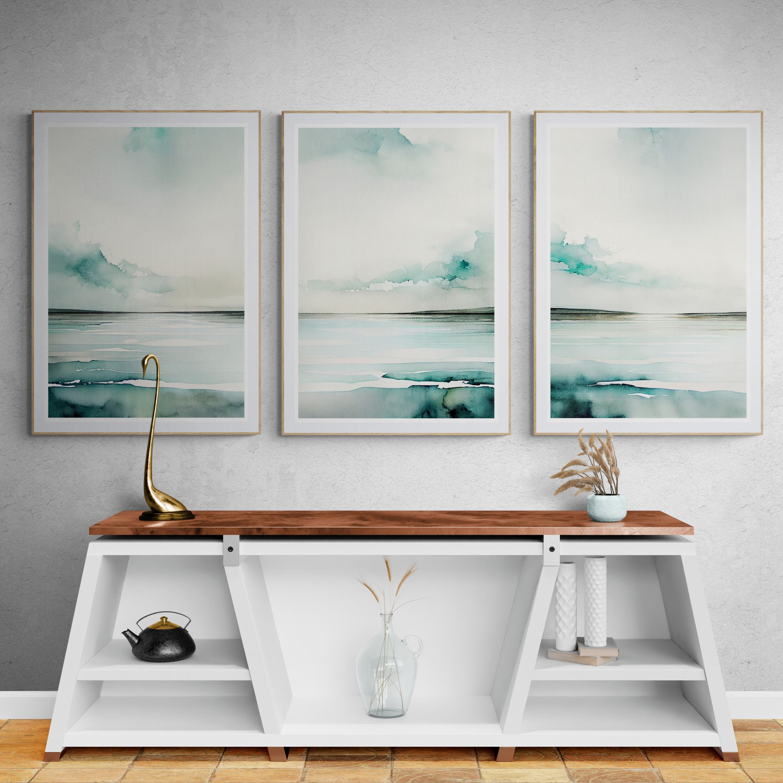 Ocean Triptych Wall Art Beach Prints Set of 3 Minimalist Ocean - Etsy