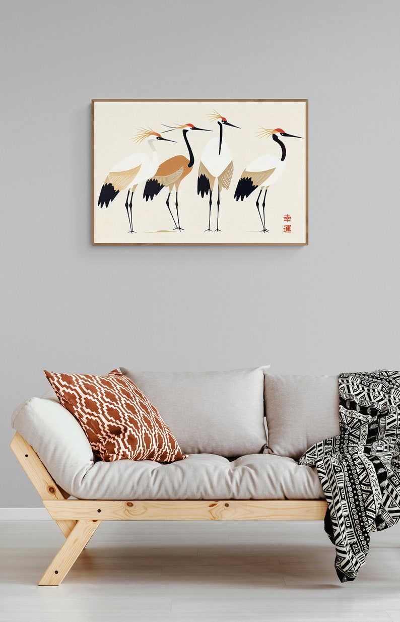Vintage Japanese Crane Art Print Crane Wall Art Japanese Home - Etsy