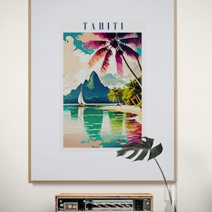 Digital Download Tahiti Poster Art Print Tropical Wall Decor Travel ...
