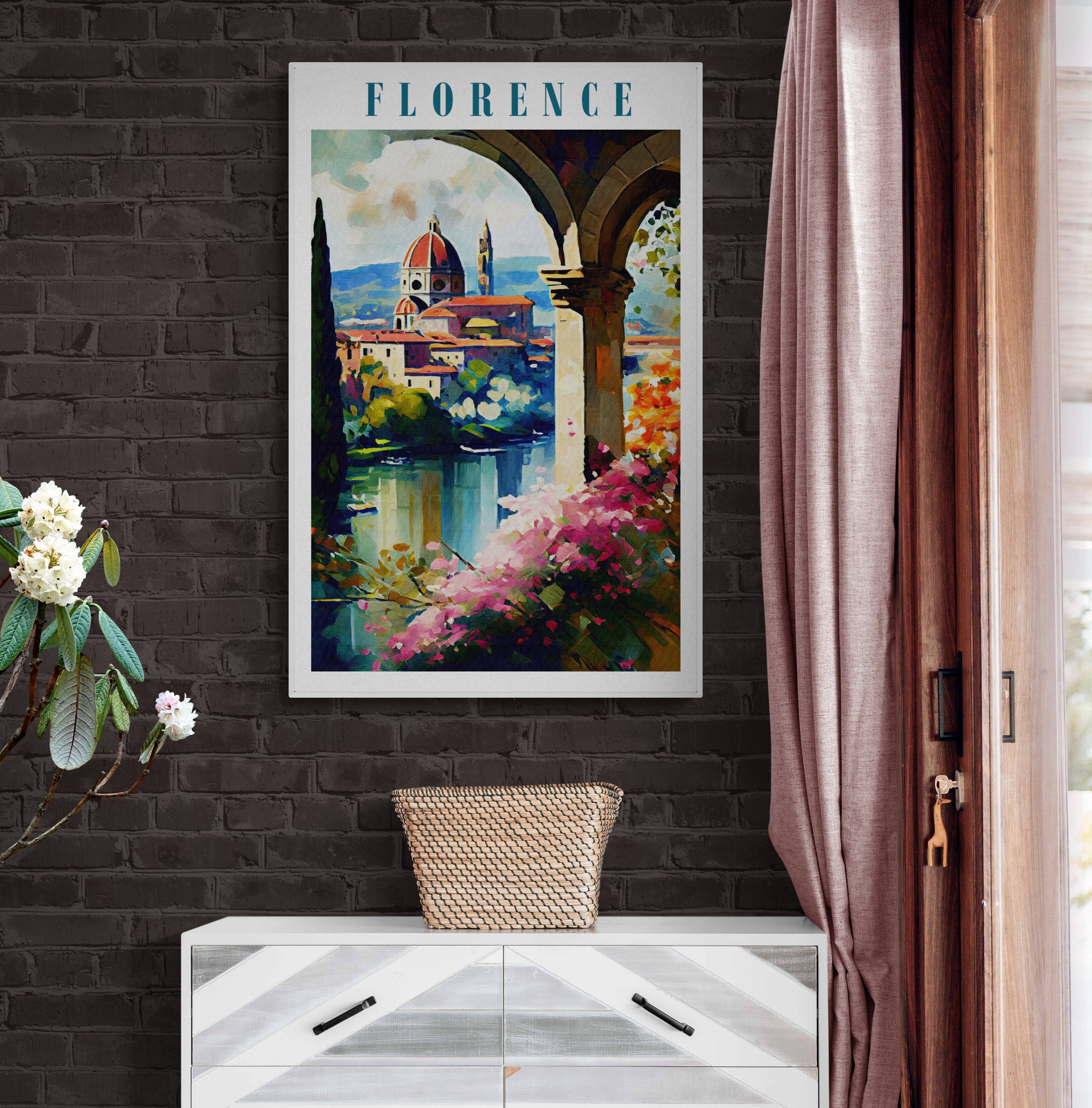 Florence Vintage Cityscape Printable Art Poster Italian Wall Decor ...