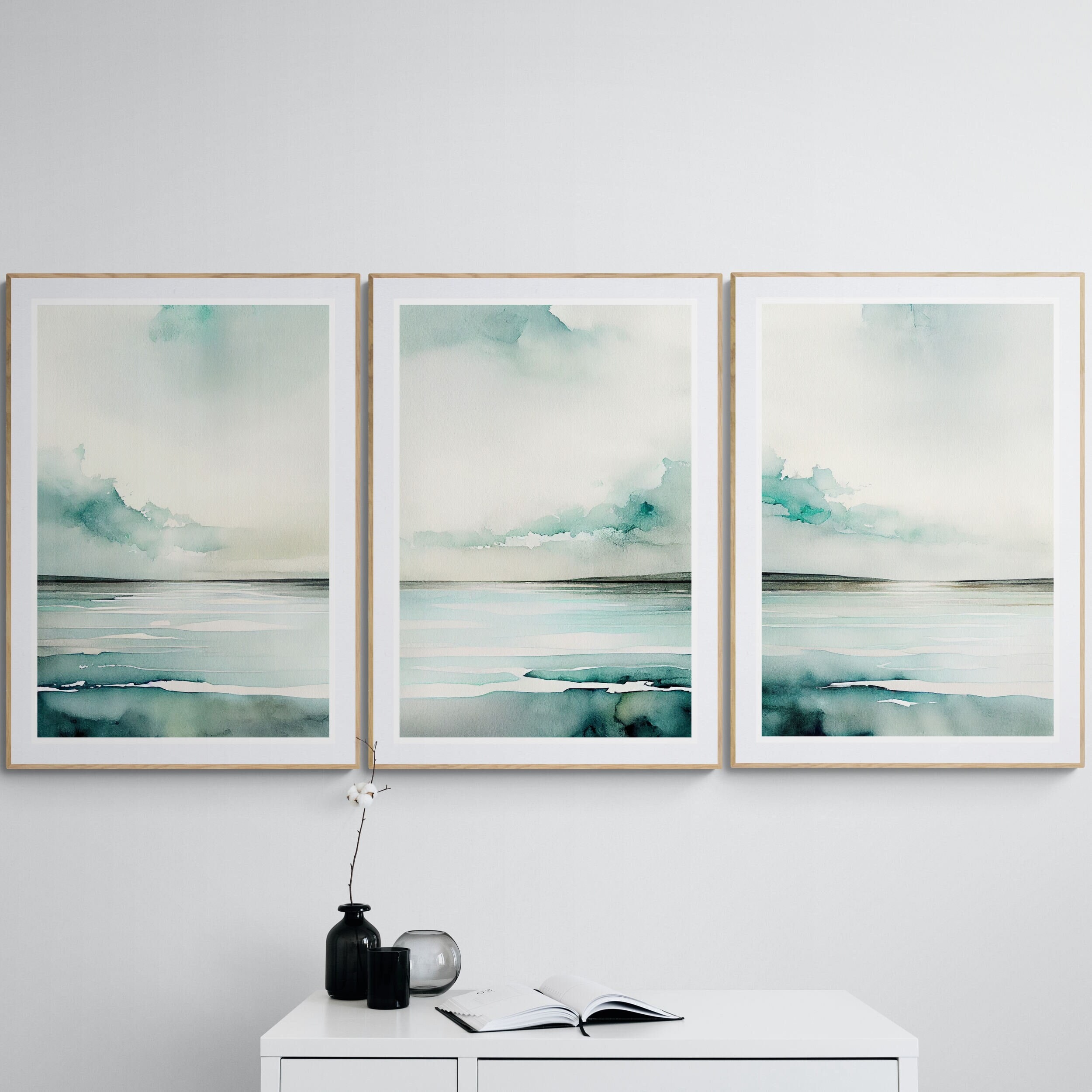 Ocean Triptych Wall Art Beach Prints Set of 3 Minimalist Ocean - Etsy